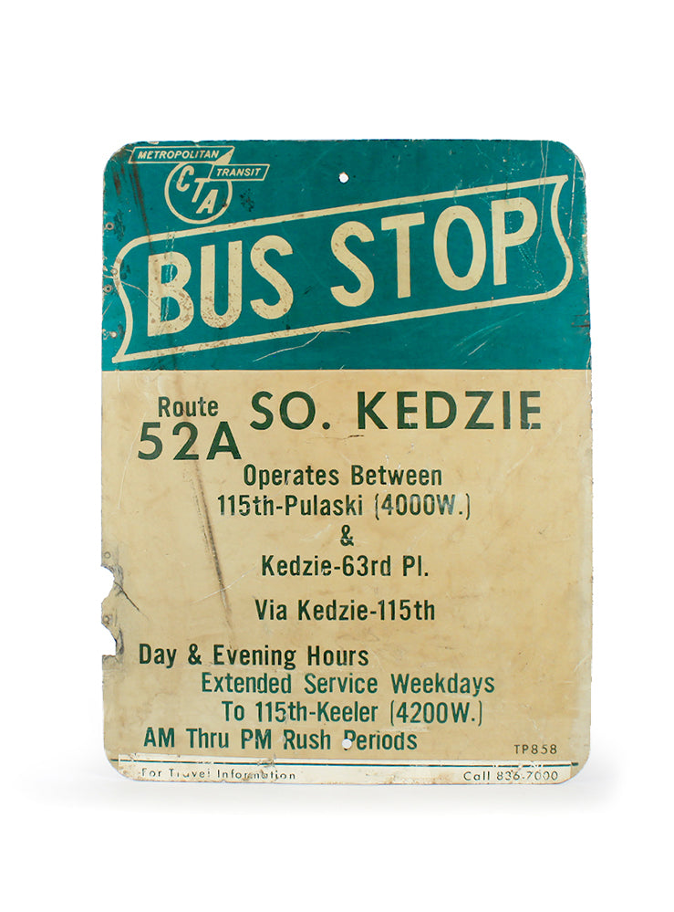 Vintage Signs - CTA Chicago Transit Authority Bus Stop Sign 1950s-60s ...